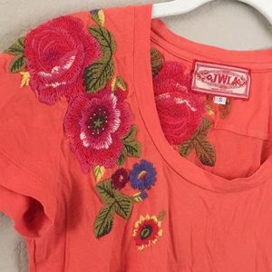 Johnny Was | Tops | Johnny Was Scoop Neck Embroidered Tee | Poshmark